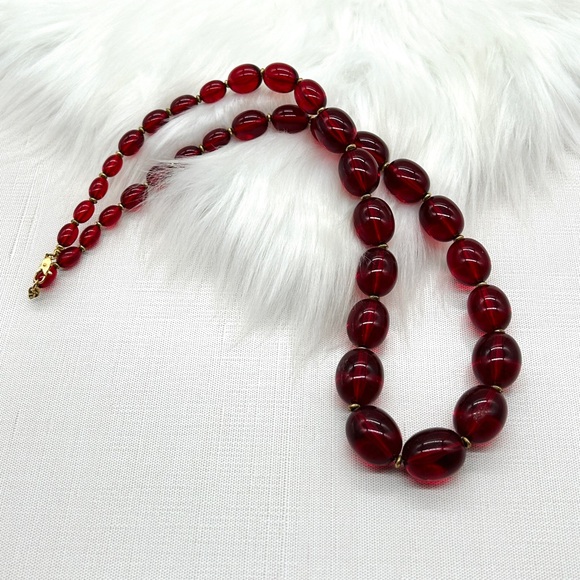 Monet | Jewelry | Vintage 8s Monet Cherry Amber Lucite Beaded Necklace ...